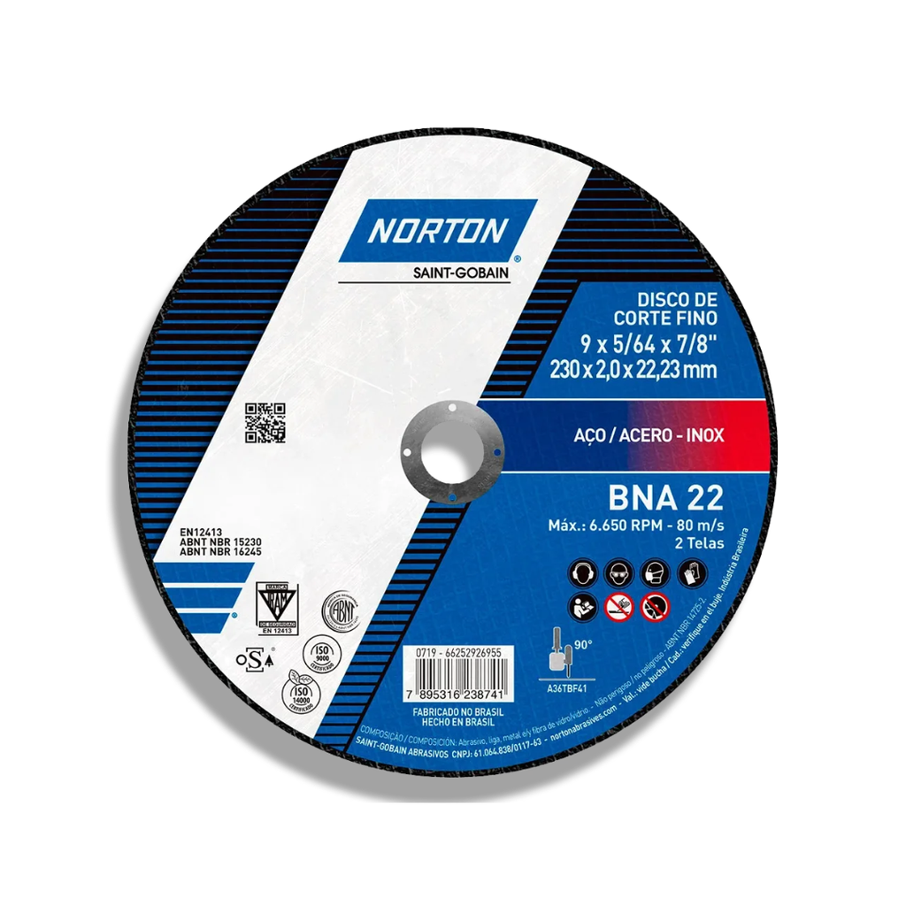 DISCO CORTE 9"X5/64"X7/8" SF BNA 22 | Aceros Bonilla SAS